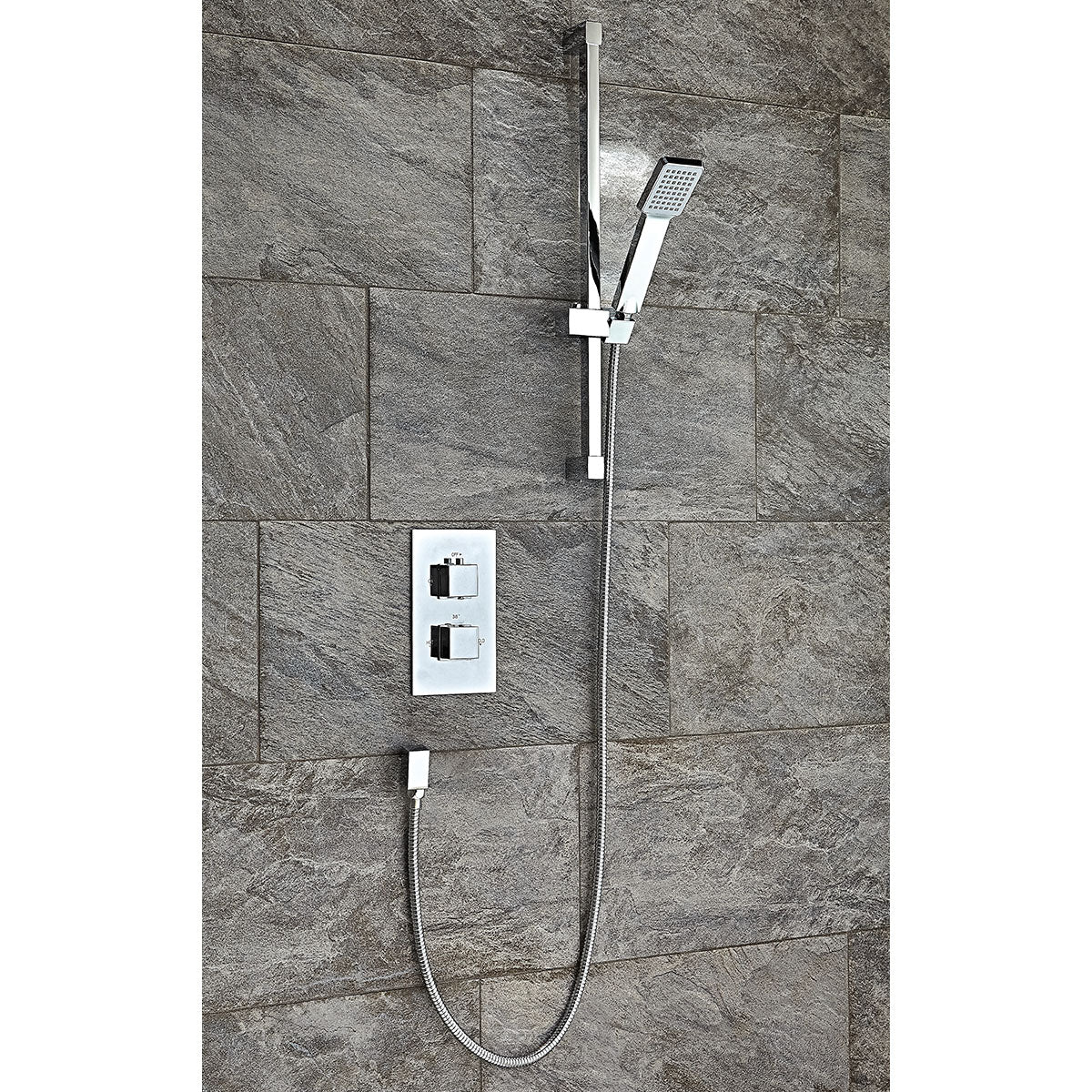 Scudo Twin Round Handle 2 Outlet Concealed Valve Diverter Shower Valve