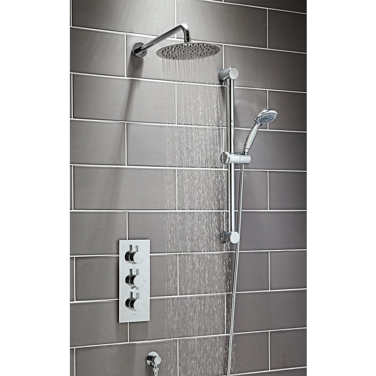 Scudo Triple Square Handle 3 Outlet Concealed Valve Diverter Shower Va