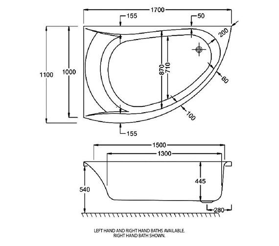 Carron Omega 1700 x 1000mm Corner Bath — International Bathrooms Ltd